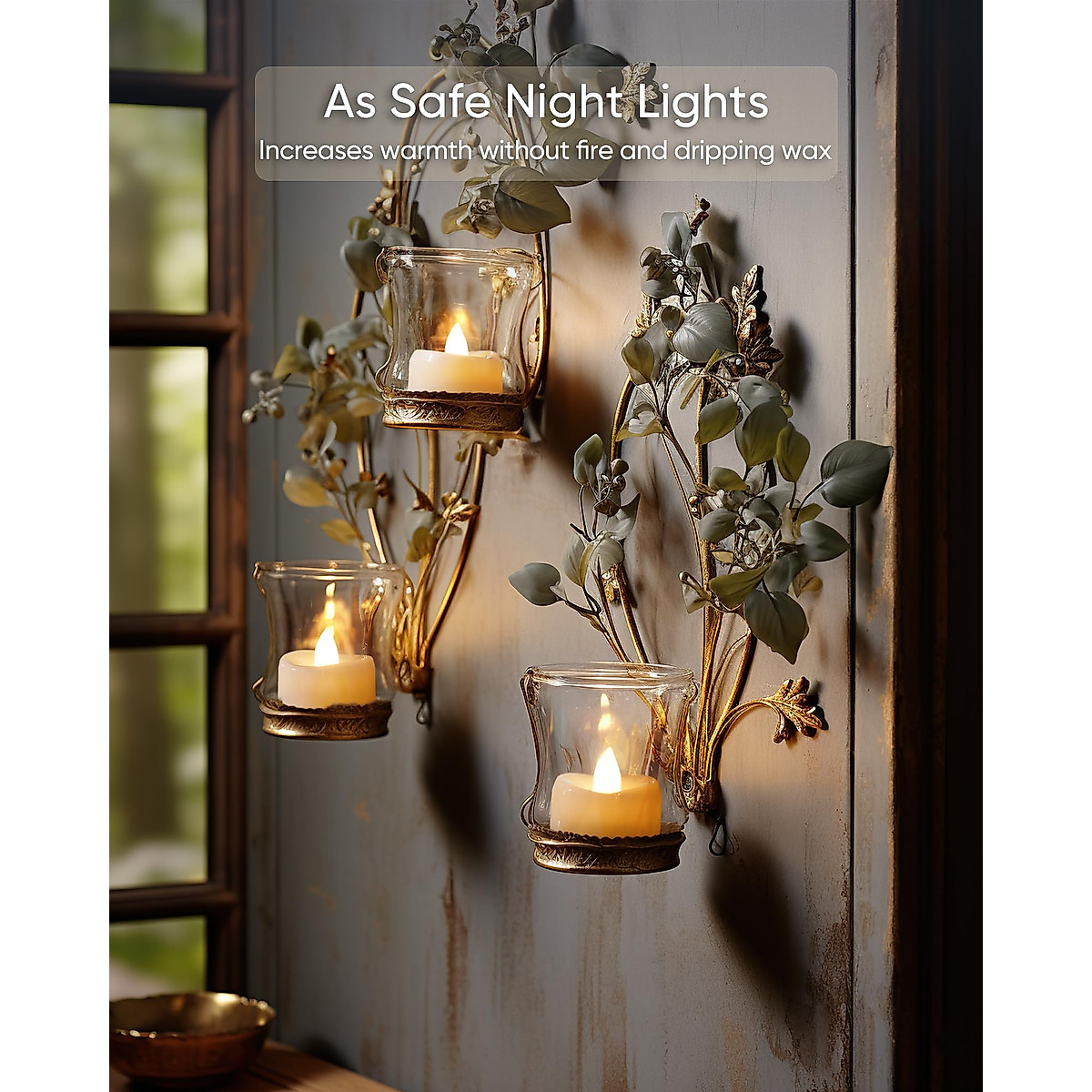 merrynights LED Candles, Tea Lights Candles Battery Operated Bulk, 24-Pack Long-Lasting 200 Hours Flameless Tealight Candles, Realistic Tea Lights for Halloween Christmas Wedding, 1.5'' D X 1.25'' H