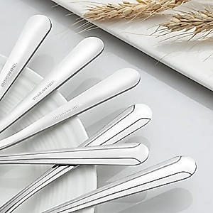 BEWOS 24 Pieces Dinner Spoons Set, 8-Inch Spoons Silverware, Stainless Steel Spoons, Silverware Spoons, Mirror Polished Tablespoons, Dishwasher Safe, Silver Spoons For Home, Kitchen or Restaurant