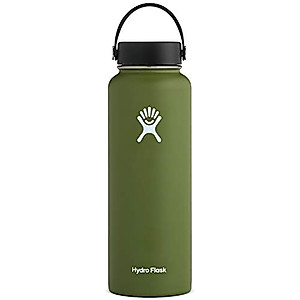 Hydro Flask Water Bottle - Stainless Steel & Vacuum Insulated - Wide Mouth with Leak Proof Flex Cap - Old Style Design - 40 oz, Olive