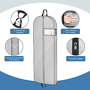 Shenehsmp Dress Bags for Gowns Long, 60'' Garment Bags for Hanging Clothes, Dress Garment Bag, Clear Foldable Long Dress Bag for Closet Storage and Travel, 6 Pack