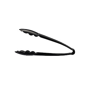 [Black Tongs 7.5'' Inches] Plasticpro 7.5'' Serving Tongs Heavy Duty Reusable Kitchen and BBQ Black Serving Tong for party's, Caterings, Events, Buffet, Weddings, And every Day use Pack of 12