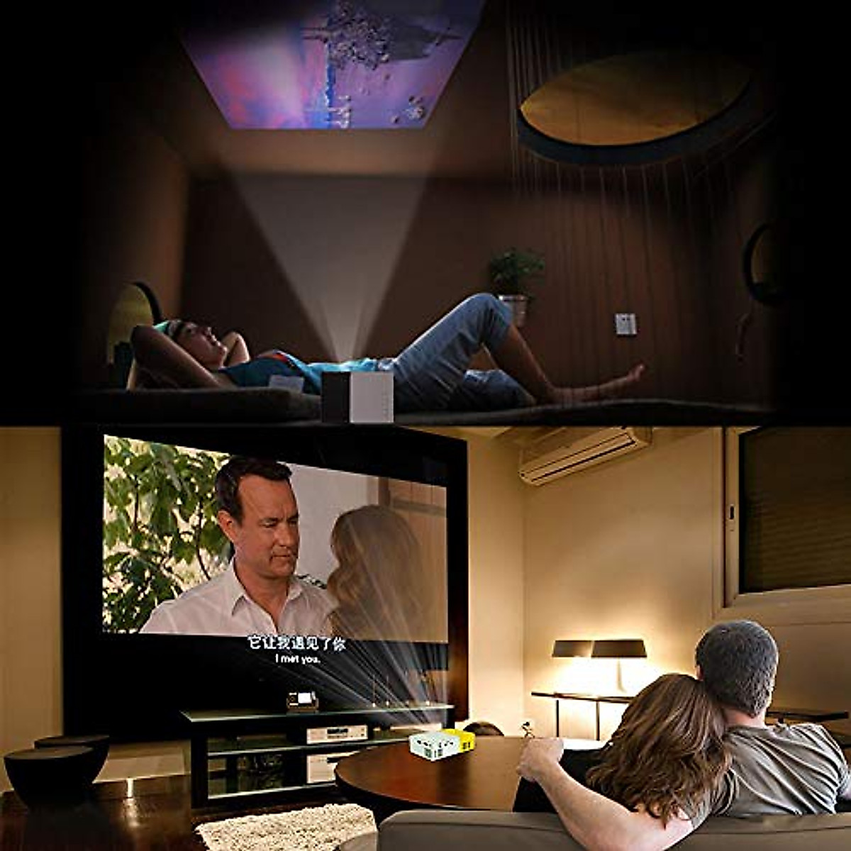 Mini Led LCD Projector, 600 Lumen, 3.5Mm Audio, 320X240 Pixels, Hdmi USB Mini Projector, 20-60 Inch Projection, Home Media Player, 1080P Hd Projection,Black