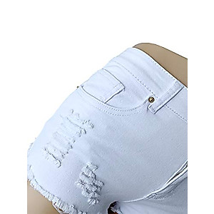 Aodrusa Womens Ripped Denim Shorts Mid Waist Sexy Short Cutoff Distressed Short Jeans White US 2-4