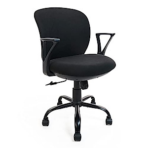 CLATINA Mid Back Office Desk Chair with Comfortable Thickened Seat Cushion Fabric Ergonomic Swivel Computer Task Chair with Armrest for Home Office Studying, Black