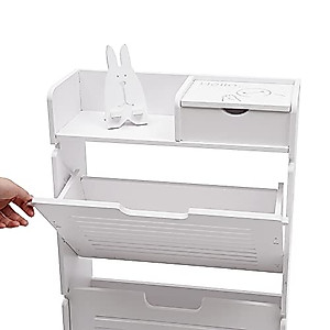 KenSyuInt Shoe Cabinet with 2 Flip Drawers for Entryway, Freestanding Shoe Rack Shoe Organiazer Narrow Shoe Cabinet Shoe Storage Cabinet Tipping Shoe Cabinet, White for Entryway, Bedroom, Hallway