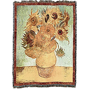 Pure Country Weavers Vase with Twelve Sunflowers Blanket by Vincent Van Gogh - Fine Art Gift Tapestry Throw Woven from Cotton - Made in The USA (72x54)