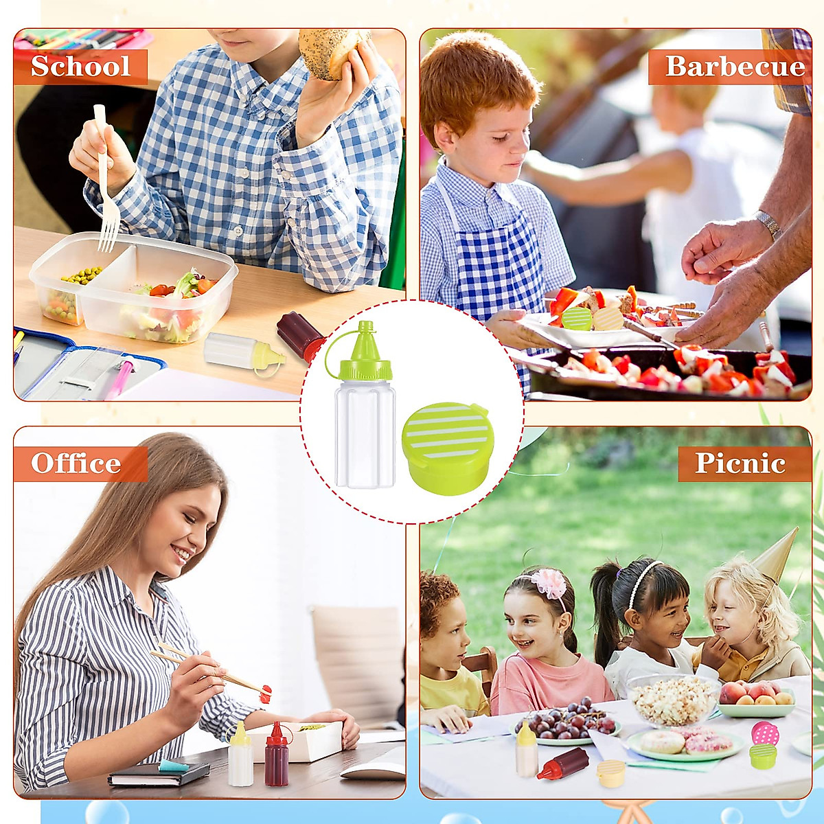 Zubebe 36 Animal Food Picks for Kids 8 Mini Condiment Bottles Ketchup Squeeze Bottle 4 Sauce Container Lunch Bento Box Accessories