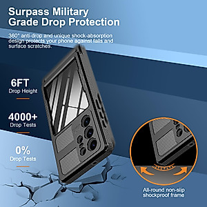 Ezanmull for Samsung Galaxy S23 Ultra Waterproof Case, with Built-in Screen Protector Dustproof Shockproof Full Body Underwater Protective Phone Case Cover for Samsung Galaxy S23 Ultra 5G 6.8"-Black