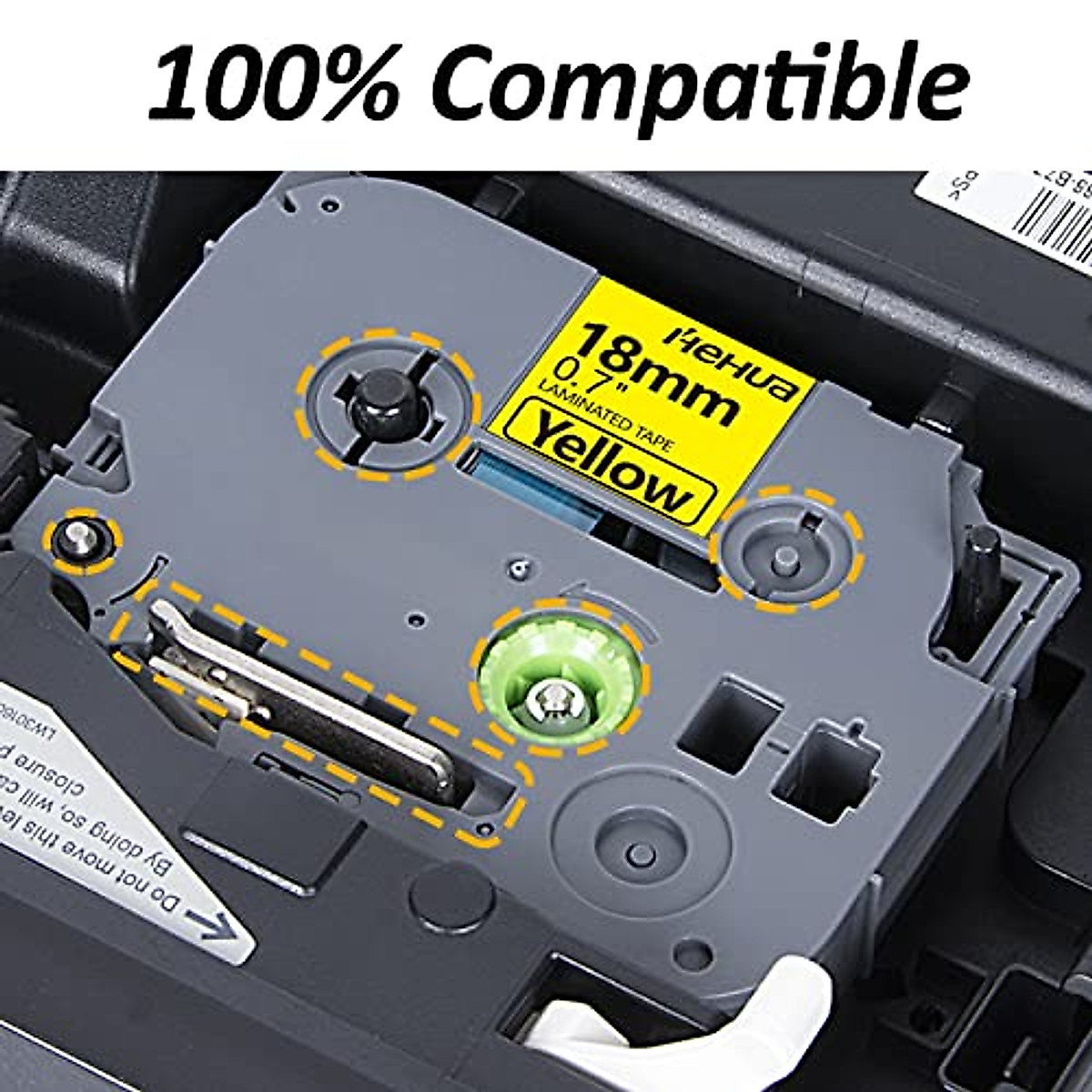 Hehua Compatible Label Tape Replacement for Brother P-Touch Label Tape 18mm 0.7" Laminated TZ Tape TZe-241 TZe-441 TZe-541 TZe-641 TZe-741 for PT-D400VP(Black on White/Red/Blue/Yellow/Green, 5 Pack)