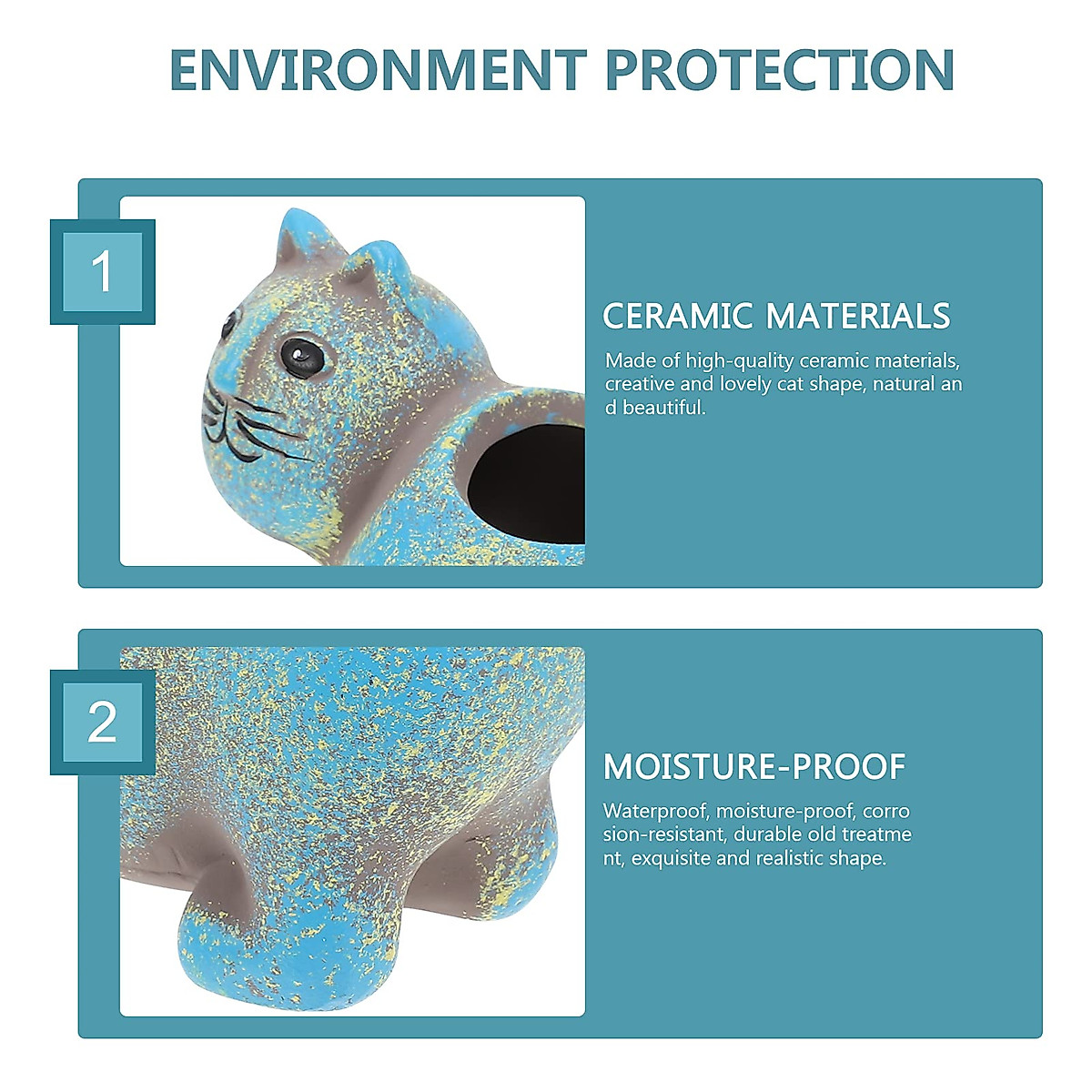 Yardwe Ceramic Succulents Pots Creative Cat Shaped Flower Plant Pot Glitter Animal Bonsai Plant Container Home Office Desk Gifts