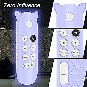 2Pack Silicone Protective Case Compatible for Google Chromecast Remote Control,Remote Case Holder Skin for Google 2020 Voice Remote,Shock Absorption Bumper Remote Back Cover -Glowpurple+Glowblue