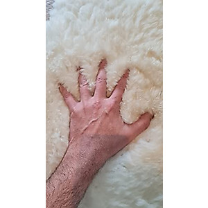 LeMirk Genuine Sheepskin Rug, Argentine Natural Sheepskin Throw,Luxury Fluffy Sheepskin Seat/Chair Cover, Real Shearling Rug Soft, Lambskin Rug for Bedroom Living Room, Ivory White