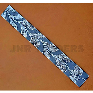 Damascus Steel Blank Billet Feather Patern Bar Stock for knife making Handmade Forged 12 Inches Jnr-2542