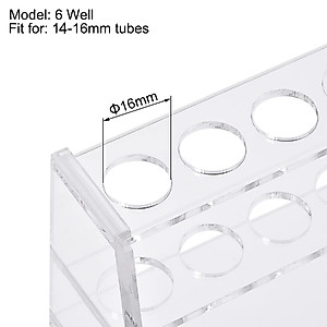uxcell Acrylic Test Tube Holder Rack 6 Wells for 10ml Centrifuge Tubes Clear 2Pcs