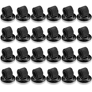 Fulmoon 24 Pcs Pen Holder Clips Manganese Steel Pen Holder Self Adhesive Pen Pencil Organizer with Adjustable Spring Loop for Refrigerator Whiteboard Erase Board Bulletin Map Home Office (Black)