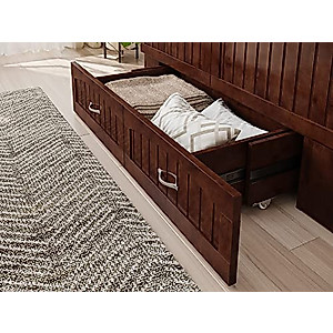 AFI Southampton Full Murphy Bed Chest with Mattress, Storage, and Built-in Charger in Walnut