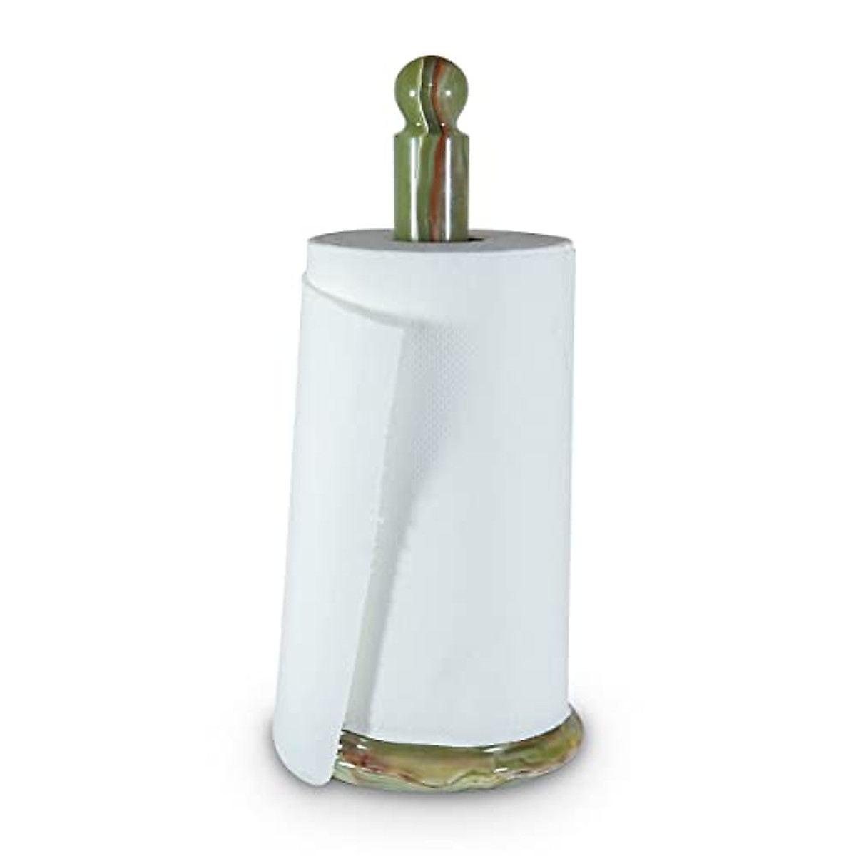 TheWolfard Luxury Handmade Calcite Crystal Paper Towel Holder Stand for Kitchen Countertop, Dining Table, Cabinet, Bathrooms & Housewarming Gifts and Healing Stone, WhitanBrown, 12.5x6x6 (PTH2021)