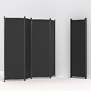 Morngardo Room Divider Folding Privacy Screens 4 Panel Partitions 88" Dividers Portable Separating for Home Office Bedroom Dorm Decor (Black)