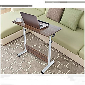 Bed Side Table for Eating and Laptops,Wooden Computer Desk with Wheels Adjustable Height Lifted and Foldable 80cm50cm for Household (Yellow)