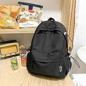 MadGrandeur Aesthetic Backpacks for Girls Kawaii Backpack School Backpack Cute Bookbag Plain Preppy Bag Casual (Black)