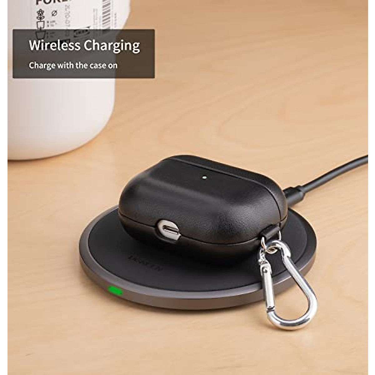 Leather Case Compatible with AirPods 3rd Generation, Lopie Handmade Sheep Leather Case with Keychain for New AirPods 3, Portable Protective Case/Cover with Loss Prevention Clip for Man/Woman - Black