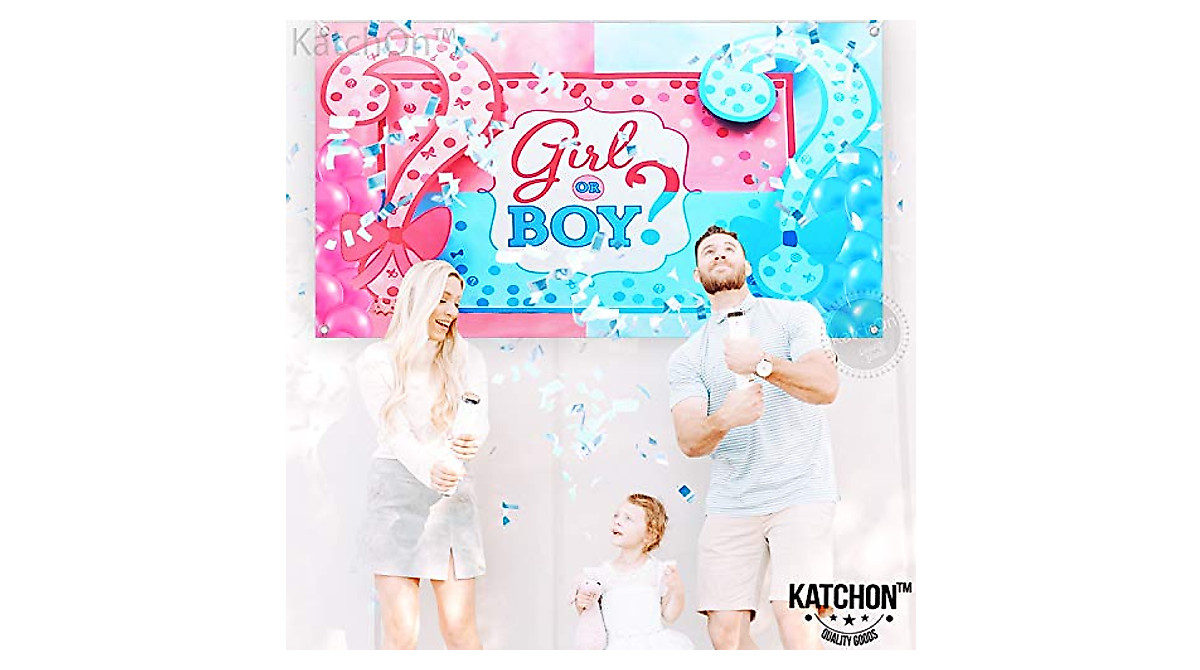 Gender Reveal Backdrop Boy or Girl - Vibrant 72x40 Inches | Party ...