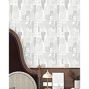 Theper Modern Peel and Stick Wallpaper Gray and White Stripe Wallpaper Contact Paper 17.3” x 78.7” Geometric Wallpaper Self Adhesive Wallpaper Removable Decorative Wallpaper for Bedroom Vinyl Film