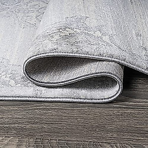 JONATHAN Y MDP103B-8 Modern Vintage Moroccan Medallion Indoor Area-Rug Country Easy-Cleaning Bedroom Kitchen Living Room Non Shedding, 8 X 10, Light Gray