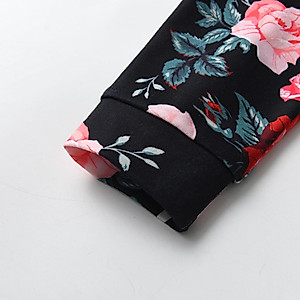 Derouetkia Infant Toddler Baby Girl Clothes Long Sleeve Floral Hoodie Sweatshirt Tops Pants and Headband Outfit Set (6-9 Months)