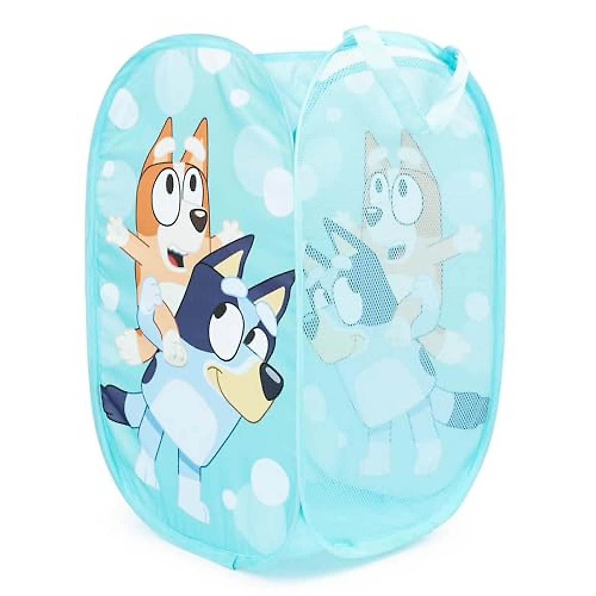 Jay Franco Bluey & Bingo Pop Up Hamper - Mesh Laundry Basket/Bag with Durable Handles - Storage for Clothes or Toys