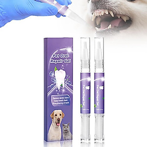 Pet Oral Repair Gel for Dogs, 2024 New Dog Cat Teeth Cleaning Gel for Pet Breath Fresh, Pet Toothbrush Pen for Dental Care (2 PCS)
