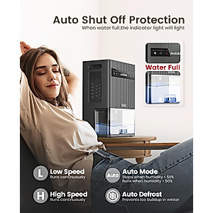 Dehumidifier For Bedroom (1000 sq. ft),95 OZ Water Tank, Portable Small Dehumidifier For Rv,Garage Dehumidifier