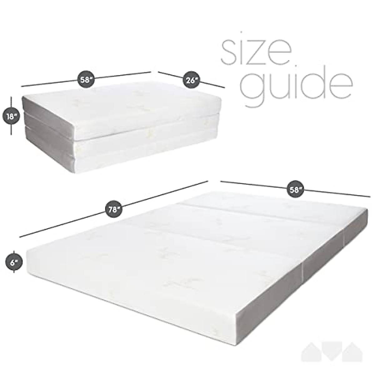 Milliard Tri-Folding Memory Foam Foldable Memory Foam Mattress with Washable Cover, Queen Size (78"x58"x6")