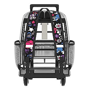 seastig Clear Backpack Rolling Backpack for Kids 18in Double Handle Wheeled Backpack Children Luggage for School, Travel