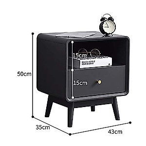 ZHAOLEI All Solid Wood Bedside Table Bedroom Nordic Home Wood Simple Bedside Storage Cabinet Gray