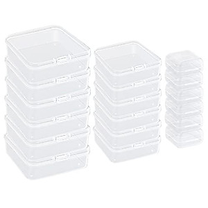IBEQUEM 18Pcs Mixed Sizes Rectangular Empty Plastic Box, Mini Clear Plastic Organizer Small Plastic Beads Storage Containers with Hinged Lids for Craft Projects, Jewelry, Tools, Hardware, Small Items