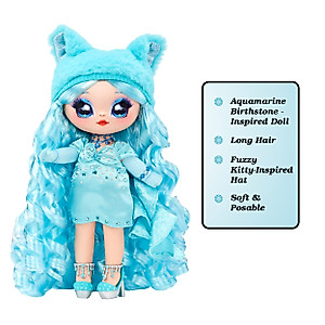 Na! Na! Na! Surprise Sweetest Gems™ Marina Tealstone 7.5" Fashion Doll Aquamarine Birthstone Inspired with Blue Hair, Charmeuse Dress & Brush, Poseable, Great Toy Gift Girls Boys Ages 5 6 7 8+ Years