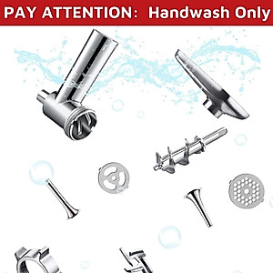 Metal Food Grinder Attachments for KitchenAid Stand Mixers, Meat Grinder, Sausage Stuffer, Meat Grinder for Kitchenaid Mixer, Includes 4 Grinding Plates, 3 Sausage Stuffer Tubes, 3 Grinding Blades