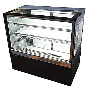 INTBUYING 36'' Countertop Refrigerated Cake Showcase Bakery Display Case Glass Display Case 220V (right angle back door)