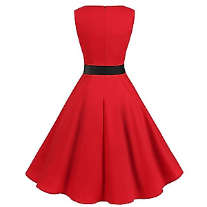 Gardenwed Plus Size Women's Vintage Cocktail Wedding Party Sleeveless 1950s Retro Rockabilly Swing Dresses Red 2XL