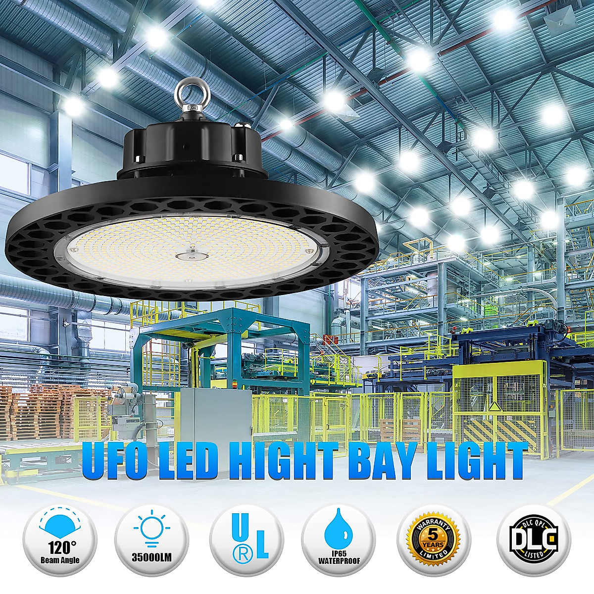 SERWING LED High Bay Light 150W, Super Bright led Shop Light 21,000LM Daylight, IP66 Waterproof Commercial Warehouse Area Light, 1-10V Dimmable High Bay Shop Light1