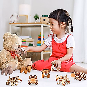 18 Pieces Small Stuffed Animals Mini Jungle Animal Plush Toys Stuffed Animals Set in 4.8 Inch Cute Small Plush for Animal Themed Parties Teacher Student Award (Stylish Style)