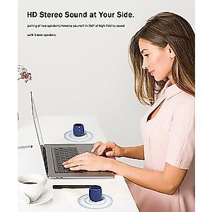 Small Speaker, Bluetooth Speaker with 360°HD Stereo Sound and Robust Bass, Mini Speaker with Built-in Mic, Hands-Free Call, Portable Speaker for Hiking, Biking, Car, or Trip, Ideal Gift for Men, Women