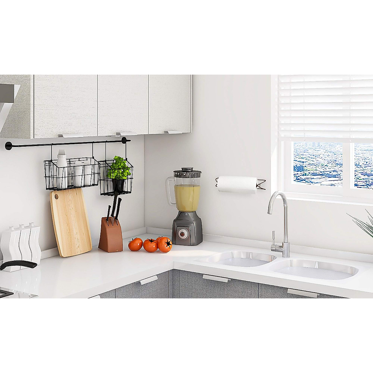 CAXXA Adhesive Under Cabinet Paper Towel Holder Dispenser with Screws for Kitchen Utility Room Laundry Pantry (1, Bronze)