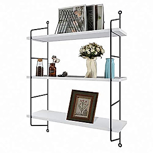 3 Tier White Wall Shelf, Bathroom Shelves Wall Mounted Industrial Floating Shelves Hanging Storage Rack Wall Rack Holder Rack For Bedroom
