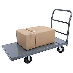 DMC-FPPS 48" L x 24" W Steel Platform Truck 2000 Lb. Loading Capacity Heavy Duty Flatbed Hand Truck Utility Push Cart with 6"x4" Rubber Casters