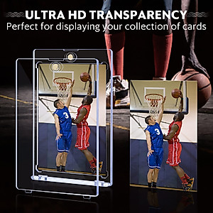 35pt Magnetic Card Holders for Trading Cards Protector, 60 Pack Baseball Card Protector, Acrylic Hard Cards Sleeves Case for Baseball Football Sports TCG CCG Game (Transparent Blue)