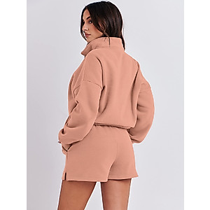 ANRABESS Women's Two Piece Outfits Sweat Lounge Short Set Long Sleeve Gym Sweatsuit Tracksuit 2024 Fall Fashion Clothes Small