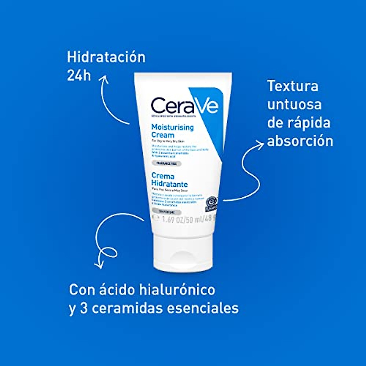 CeraVe Moisturising Cream 50ml, fragrance free