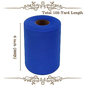 Royal Blue Tulle Fabric, 6" x 100 Yards Tulle Roll for Tutu Wedding Decoration DIY Crafts Gift Wrapping Party Backdrop Baby Shower Table Skirt
